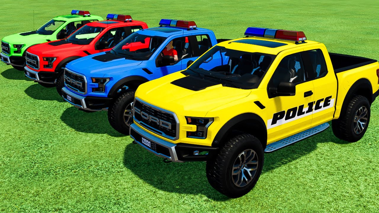 TRANSPORTING FORD RAPTOR POLICE PICKUP TRUCKS & CHEVROLET POLICE CARS ...