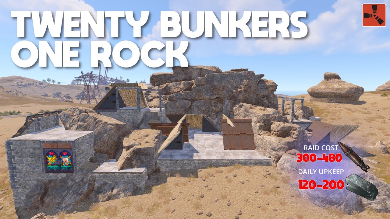 RUST - 300+ Rocket BUNKER CITY - Rock Base Design - YouTube