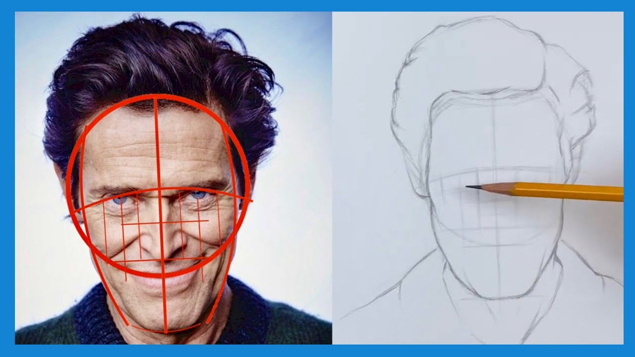 Como dibujar una cara con el metodo de Loomis paso a paso. Estructura ...