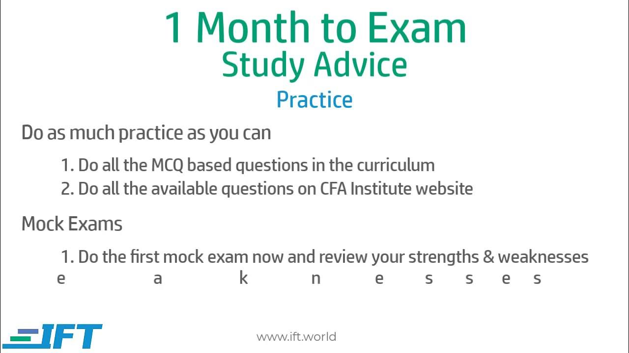 Level I CFA: Study Advice - 1 Month to the Exam - YouTube