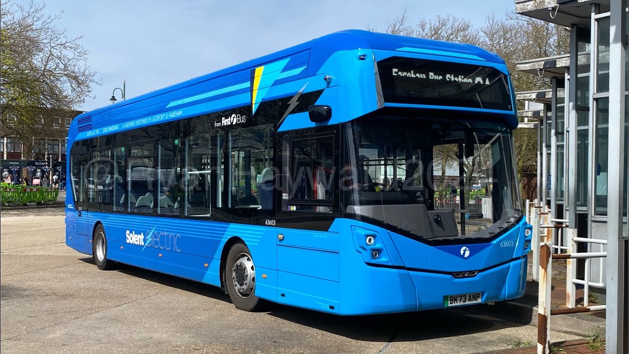 First Solent EV 63603 BK73 ANP on Route 9 to Gosport Bus Station - YouTube