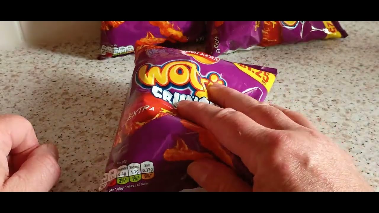 Walkers Wotsits Crunchy Extra Flamin Hot Crisps Snacks Food Review 25p ...