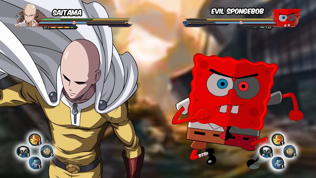 SAITAMA OVERPOWER VS EVIL GOD SPONGEBOB | Anime Mugen - YouTube
