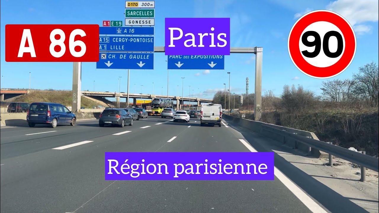 Conduire dans la région parisienne sur A86 intérieure Paris 4K - Paris ...