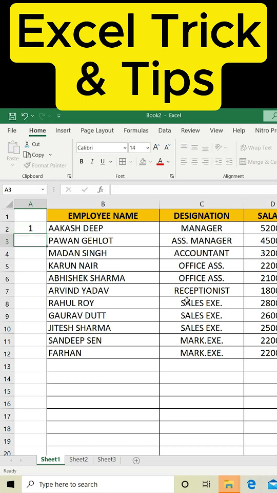 Excel Trick for Inserting Row | Magical Tricks & Tips - YouTube