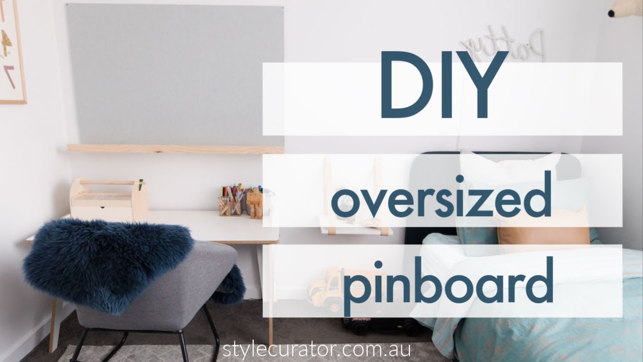 DIY oversized pinboard with floating shelf - YouTube