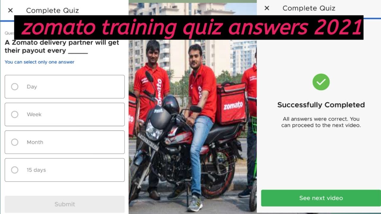 zomato training quiz answers 2021 Zomato food delivery job training ...