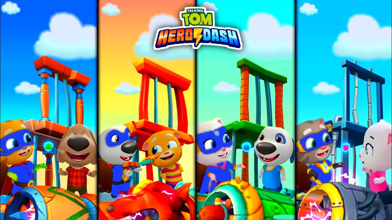 Talking Tom Hero Dash : Blue Colour Suit All Super Heroes & Fight The ...