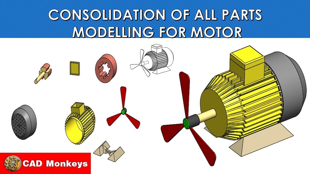 Consolidation of all Parts Modelling for Motor using Solidworks. - YouTube