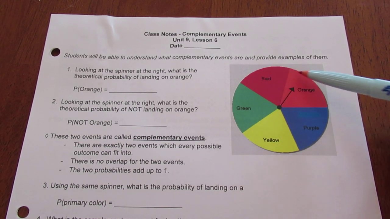 Complementary Events lesson 6 - YouTube