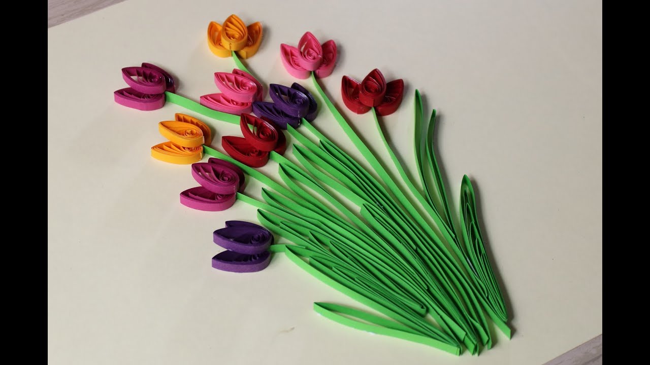 Tulip flowers#Quilling paper art - YouTube