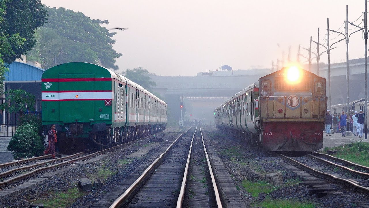 Upaban Express Train heading towards Dhaka very early in the winter ...