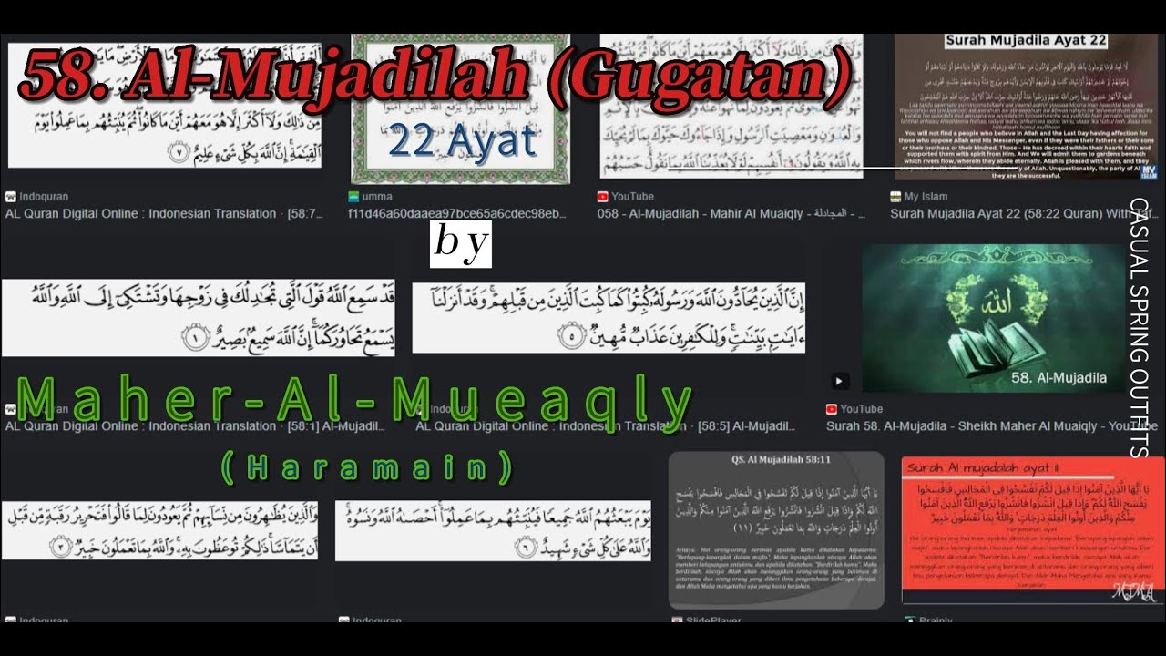 Al-Qur'an Surah 58. Al-Mujadilah (Gugatan) 22 Ayat by Maher-Al-Mueaqly ...
