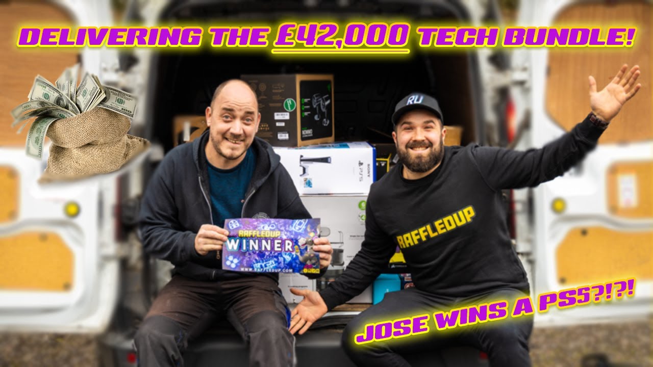 Delivering The £42,000 Tech Bundle To The winner!! HE WON A PS5?!?😱 ...