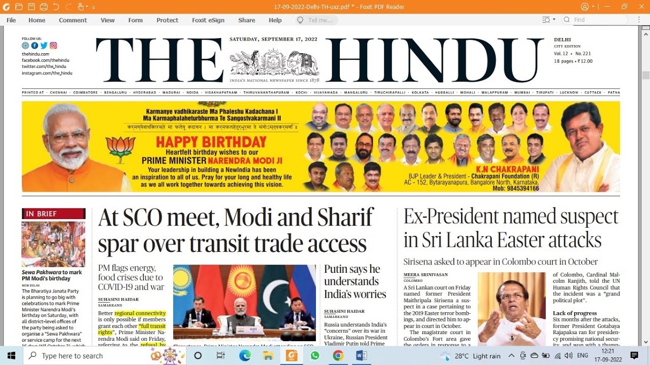 THE HINDU 17-09-2022 EDITORIAL + NEWSPAPER HEADLINES - YouTube