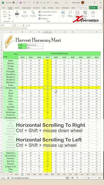 Excel horizontal scrolling - Excel Tips and Tricks - YouTube
