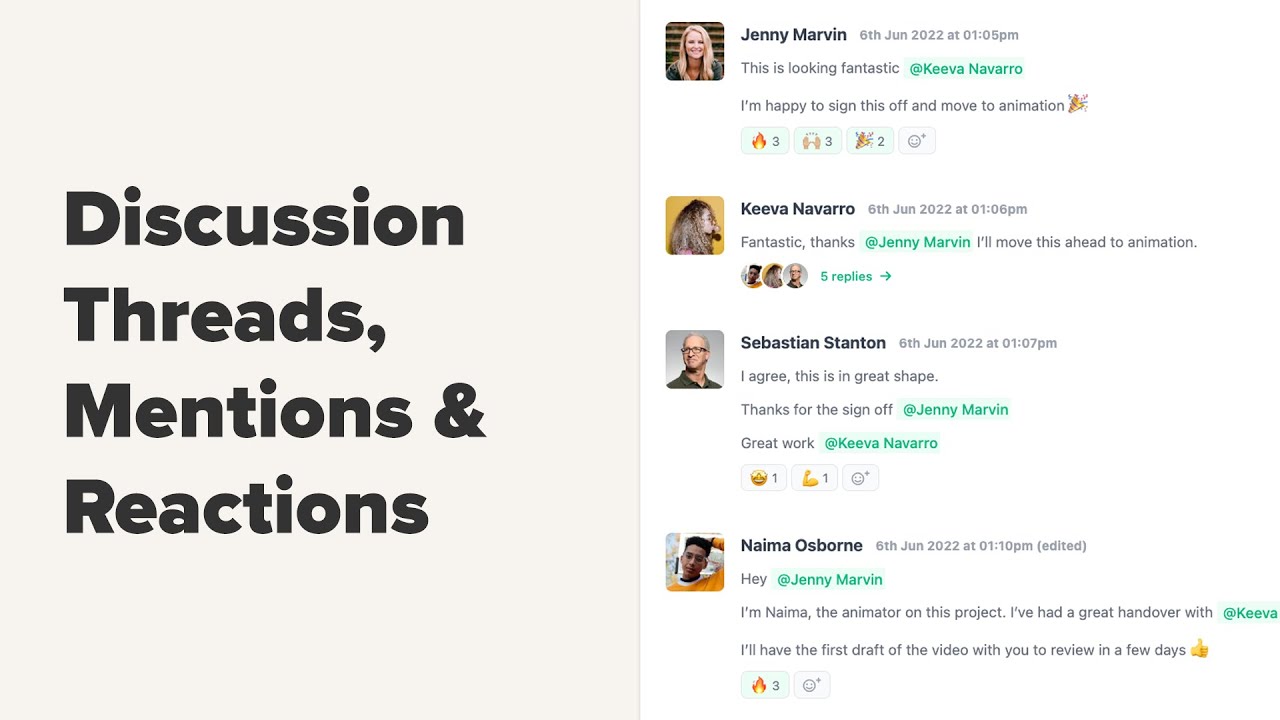 Discussion Threads, Mentions & Reactions - YouTube