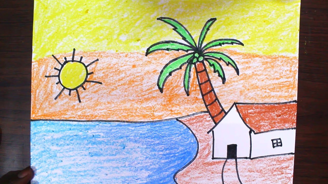 make scenery easy way step by step kids - YouTube