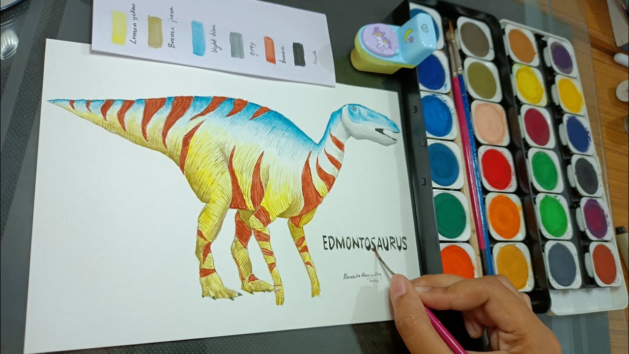 Easy Watercolor Dinosaur - YouTube