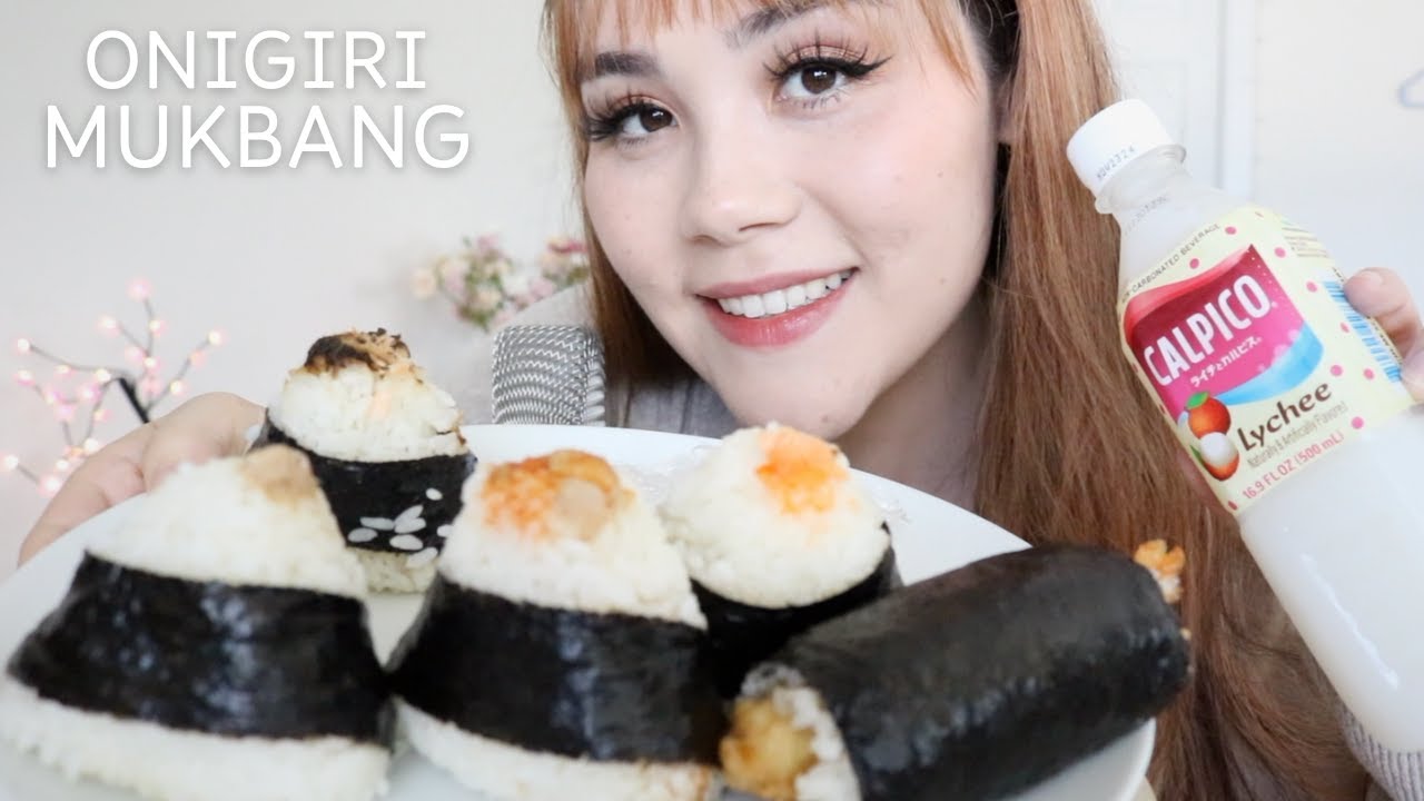 ASMR Japanese Onigiri Rice Balls Mukbang 🍙 Sticky Rice Eating Sounds ...