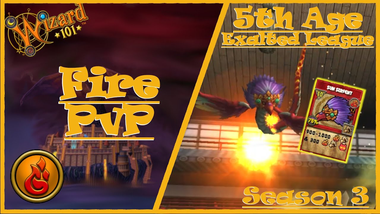 Wizard101: Exalted (100) Fire PvP | Sun Serpent Clutch Ups! - YouTube