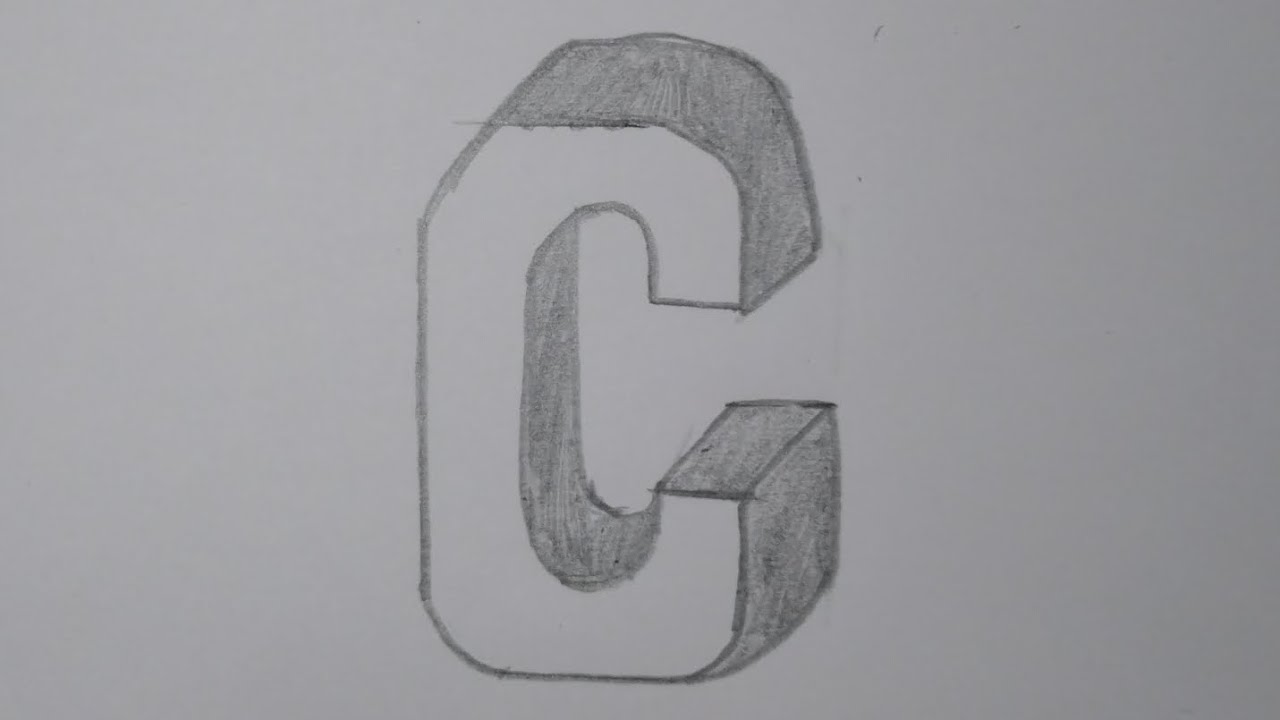 3D drawing Letter C. How to drawing 3D floating. Anamorphic Illusion 3D ...