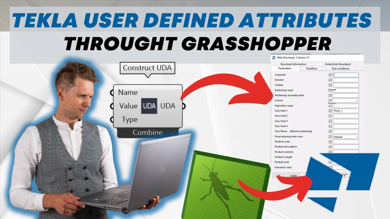 TEKLA User Defined Attributes (UDA) Throught Grasshopper - YouTube