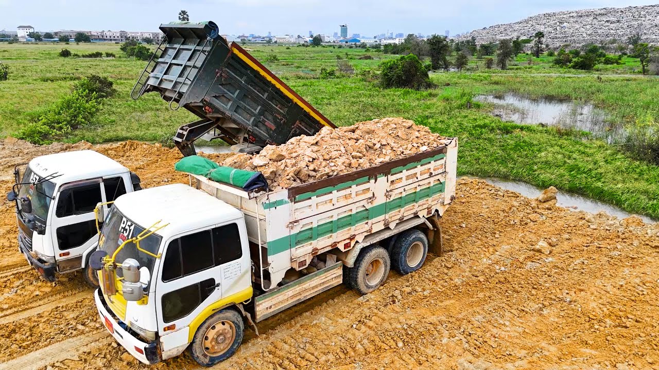 Excellent New Action.! Land Fill Up Process By Bulldozer Clearing Soil ...