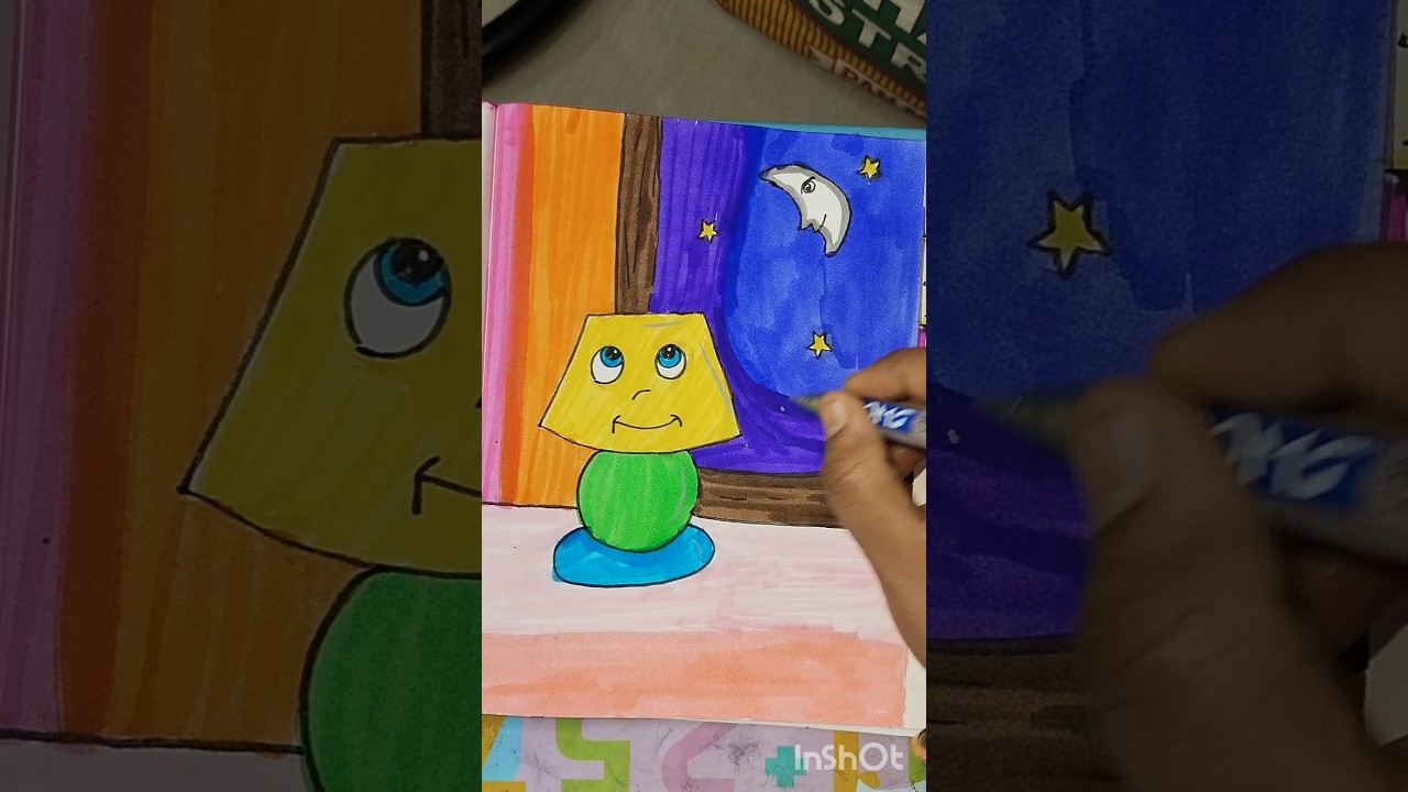 #1606- Easy Drawings- Night lamp - YouTube