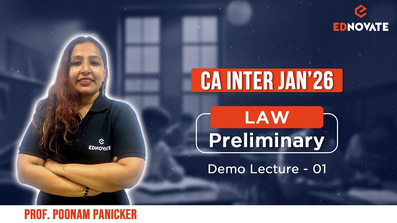 CA Inter | Jan 26 | Law | Preliminary | L1 | Prof Poonam Panicker - YouTube