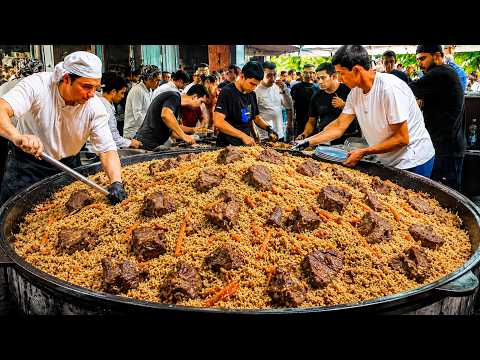 Giant Tashkent Pulao Recipe | Uzbek Street Food in Tashkent | Traditional Pulao Cooking #streetfood