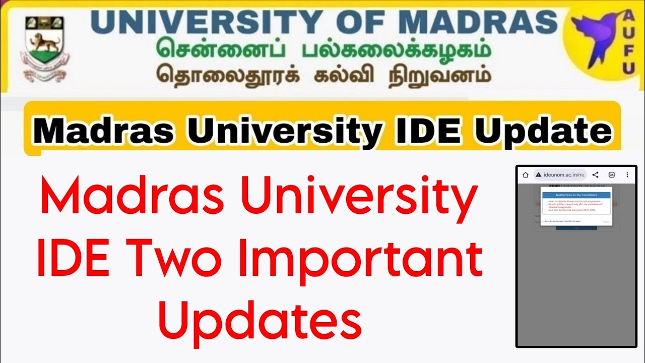 Madras University IDE Two Important Updates 👍 - YouTube