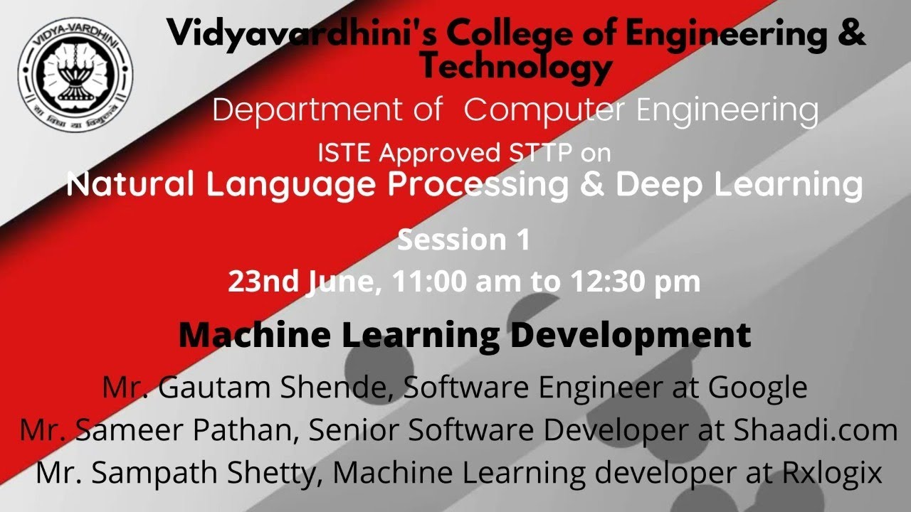 Session on "Introduction to end to end Machine learning Development ...