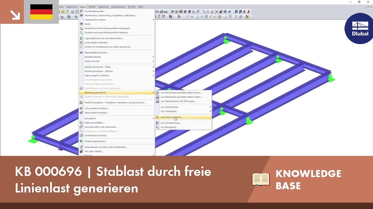 KB 000696 | Stablast durch freie Linienlast generieren - YouTube