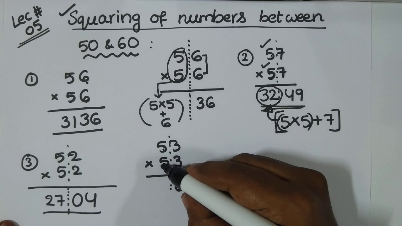 Lec 05. Squaring of Numbers between 50 & 60 in 3 seconds. - YouTube