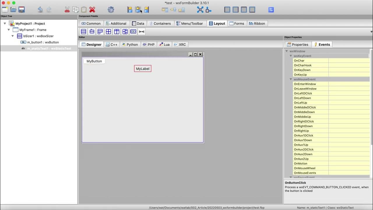 wxFormBuilderのGUI操作例 - YouTube
