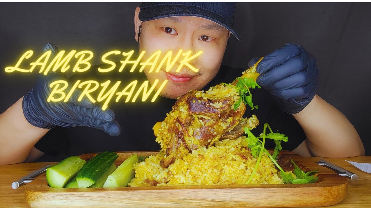 "Mukbang light ASMR" Indian dish BIRYANI LAMB SHANK and I'm in a food ...