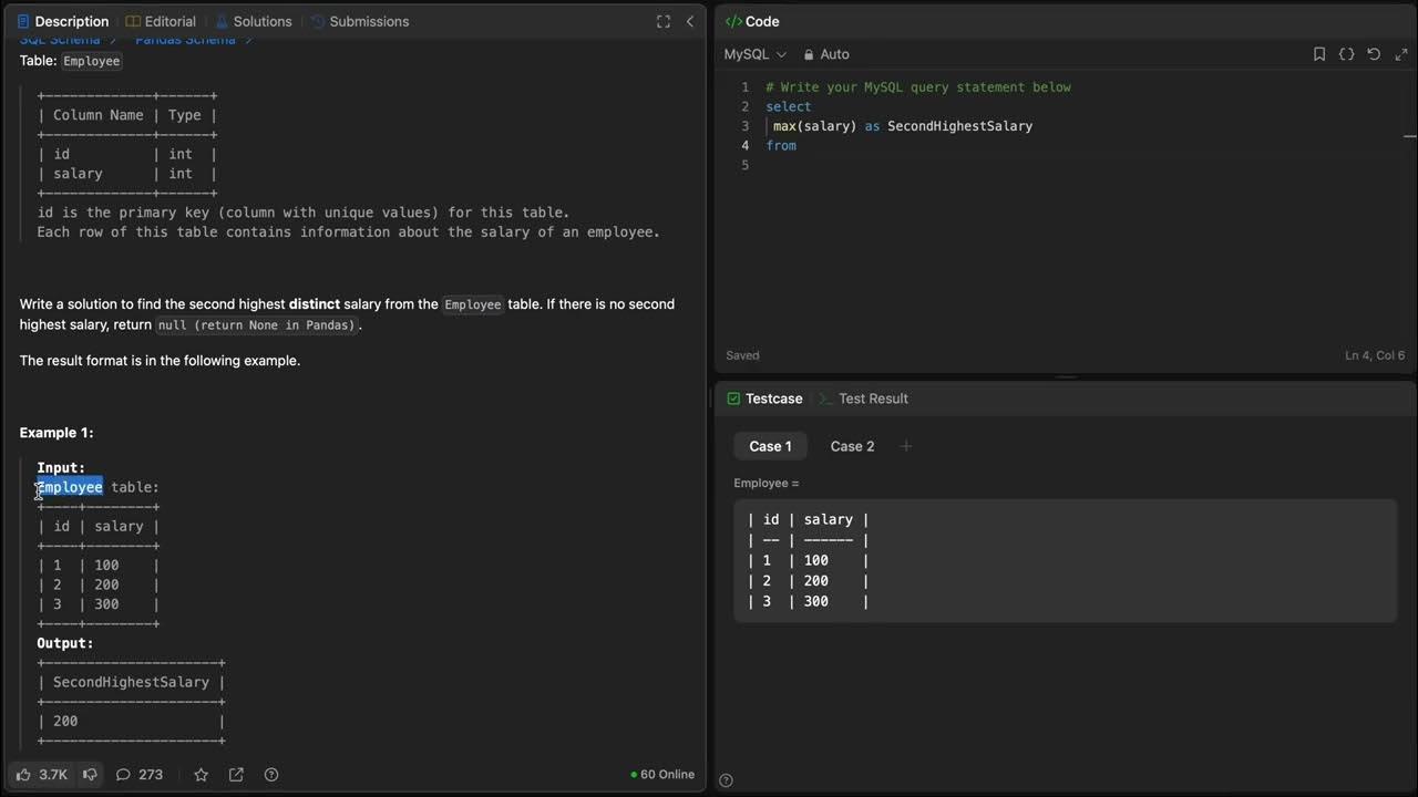 Second Highest Salary | LeetCode SQL Tutorial - YouTube