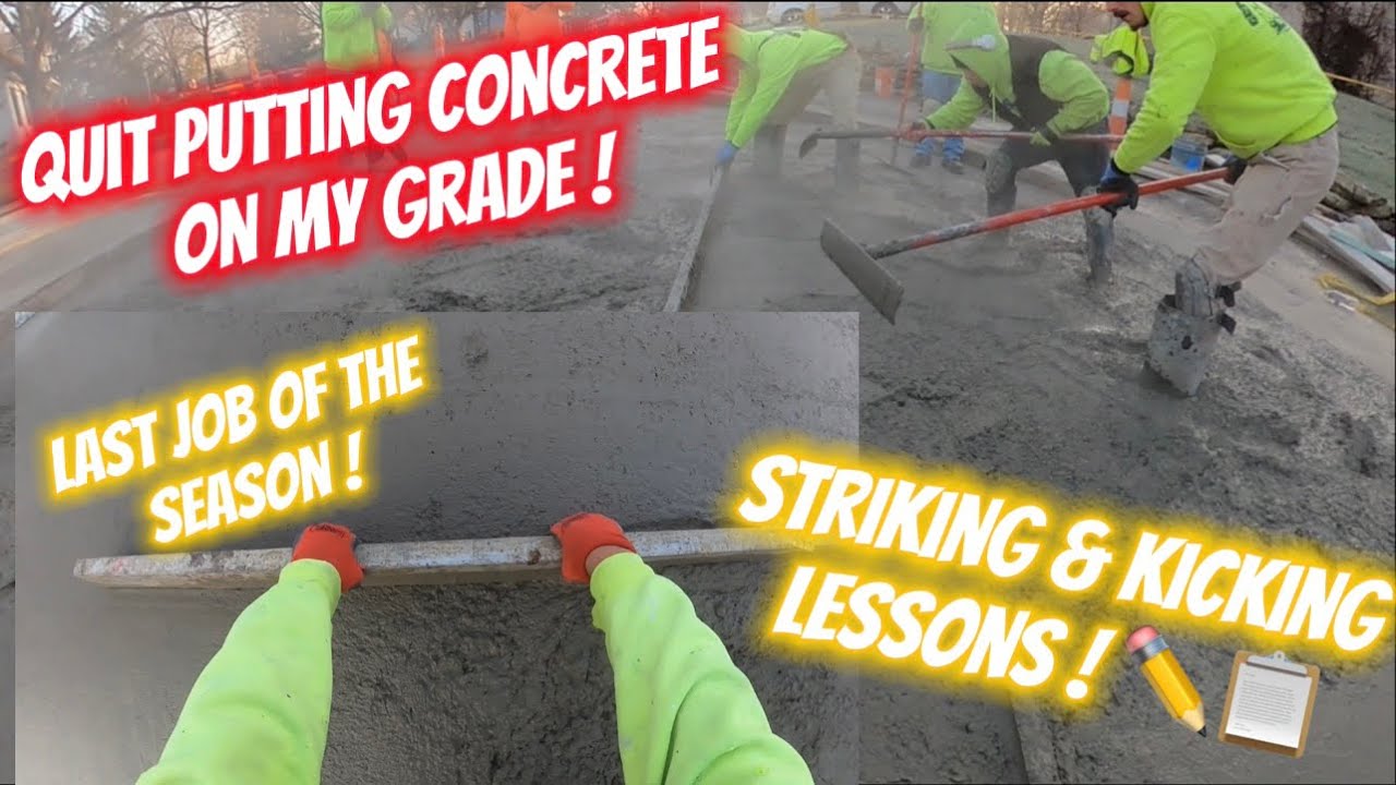 How to strike off concrete & kick, last pour of the season - YouTube
