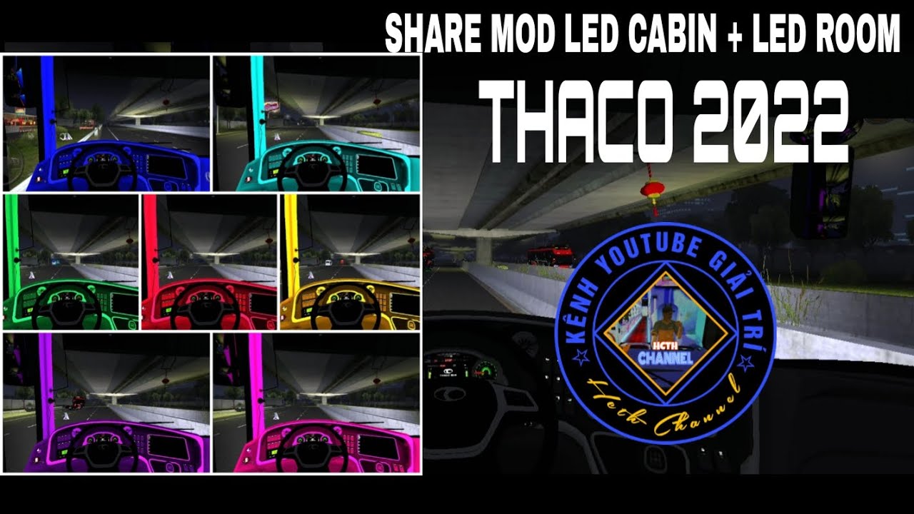 BUSSID - Share Mod Led Cabin + Led Room THACO 2022. - YouTube
