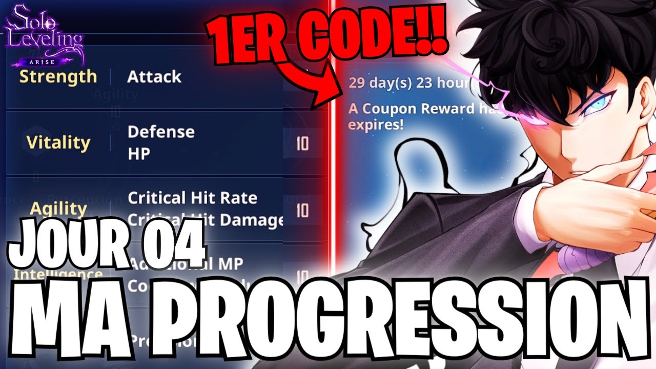 PREMIER CODE SOLO LEVELING ARISE!!! MA PROGRESSION JOUR 4! ASTUCES ...