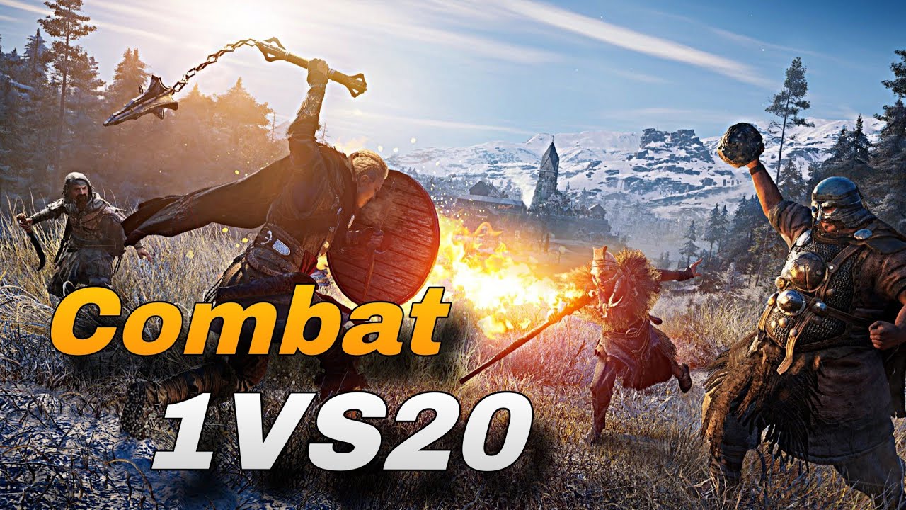 Assiasins Creed Valhalla Combat Gameplay Eivor VS 20 Saxons - YouTube