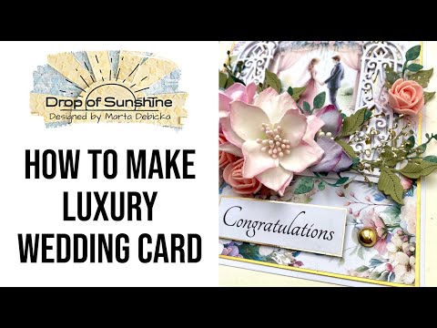 ❤️LUXURY WEDDING CARD with handmade flowers. How to build up floral composition on cards #cardmaking