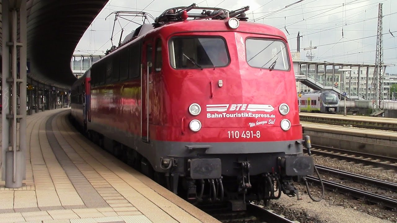 Br 110 491 mit Bahn Touristik Express (15 Wagen!) in Ulm Hbf am 05.05. ...