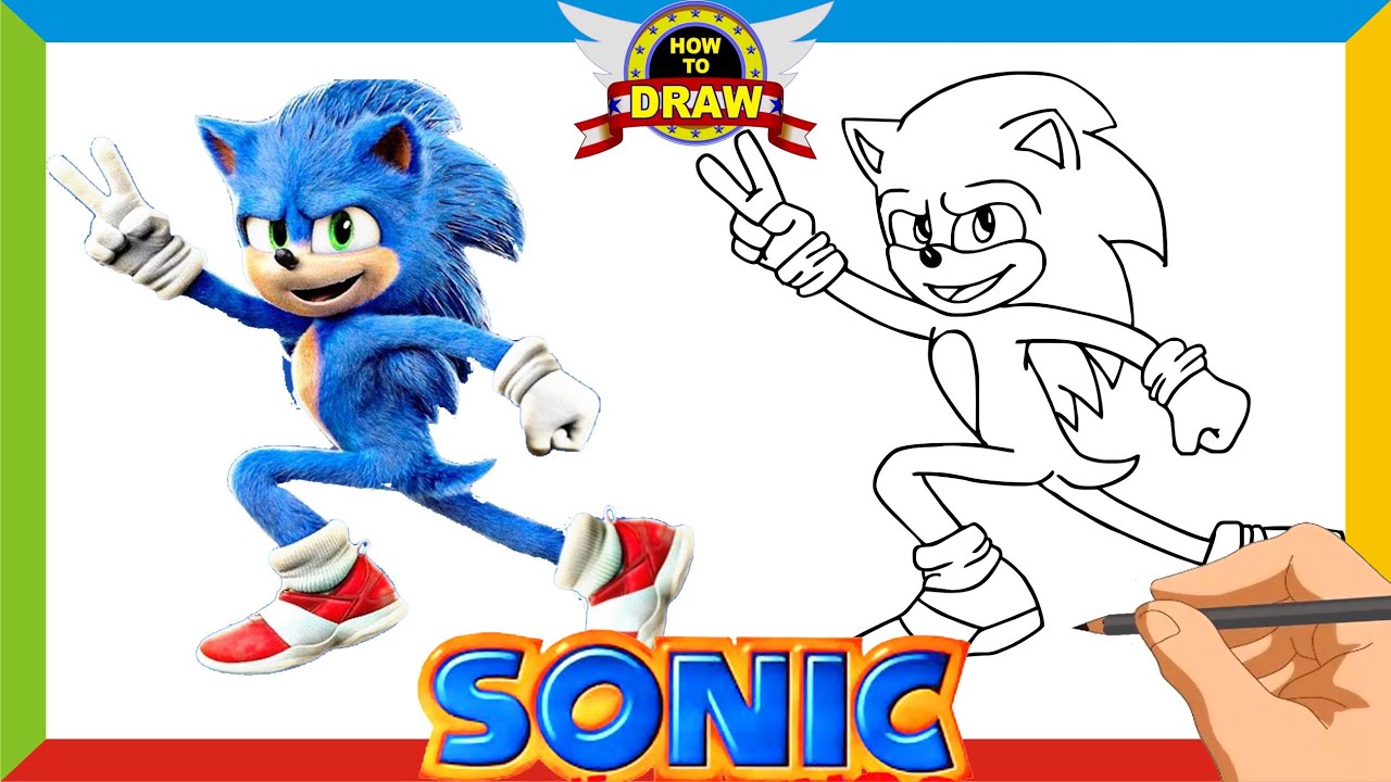 How to Draw SONIC THE HEDGEHOG the movie 2020 - sonic peace hand ...
