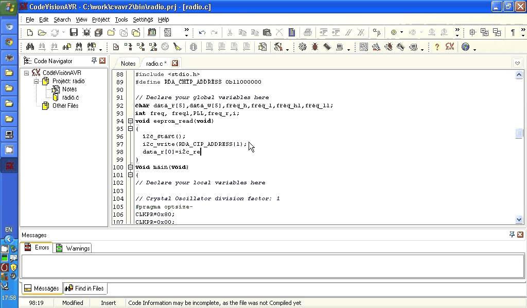 RDA5807 I2C bus TEA5767 mode - YouTube
