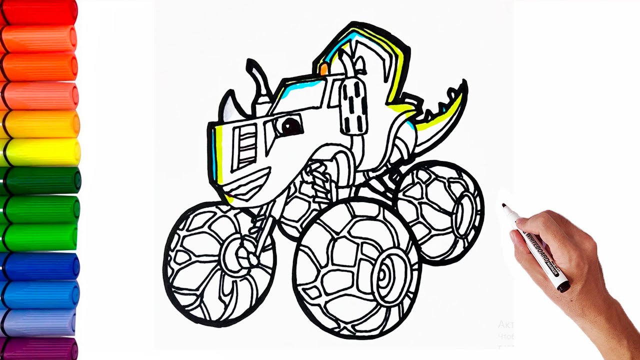 Drawing and coloring ZEG from Blaze and the Monster Machines || Learn ...
