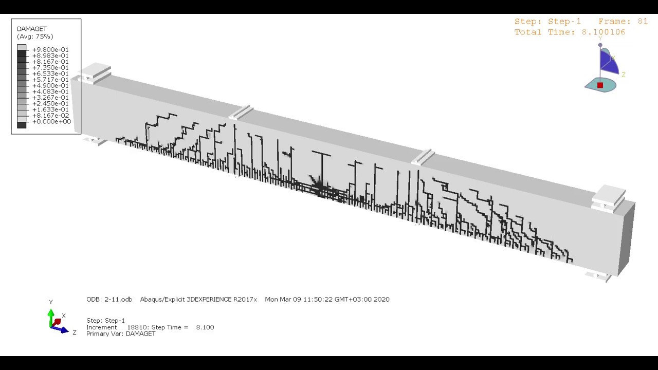 Abaqus / Beam concrete reinforced / crack - YouTube