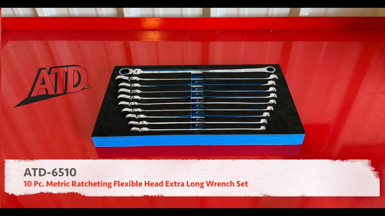 ATD 10 Pc. Metric Ratcheting Flexible Head Extra Long Wrench Set ...