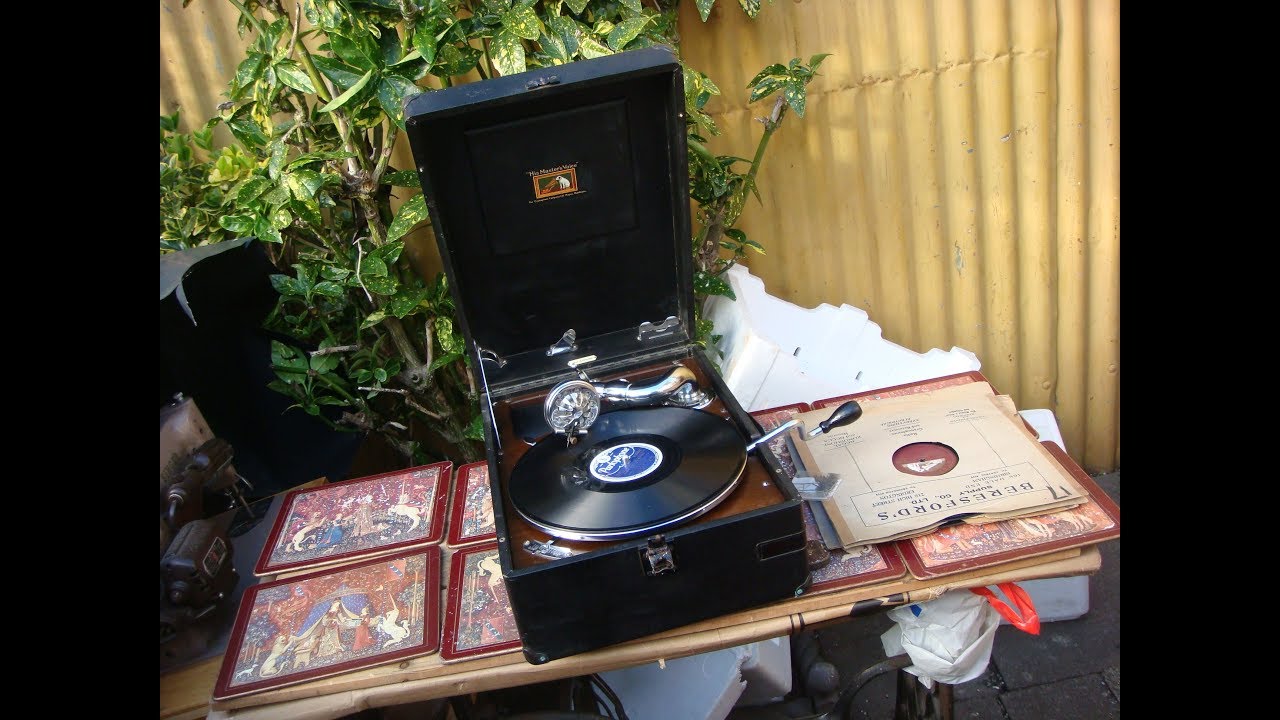 HMV / HIS MASTER'S VOICE PORTABLE GRAMOPHONE MODEL 102 & Sound BOX WIND ...